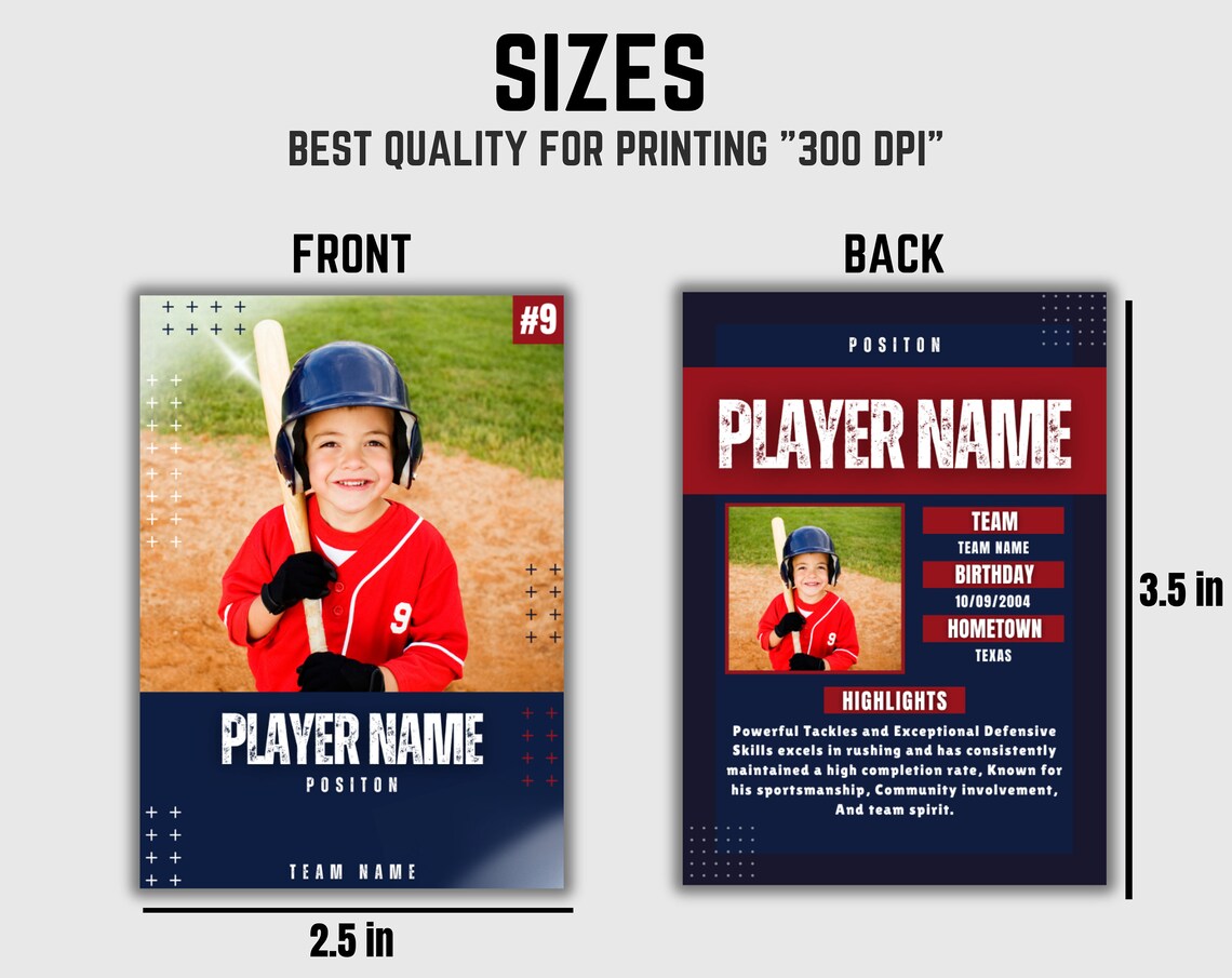 Editable Baseball Trading Cards Template, Customizable DIY Sports Card ...