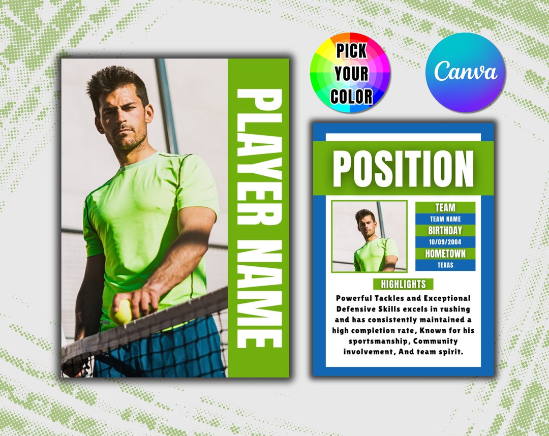 Customizable Tennis Trading Card Template, DIY Sports Card (canva) - Etsy