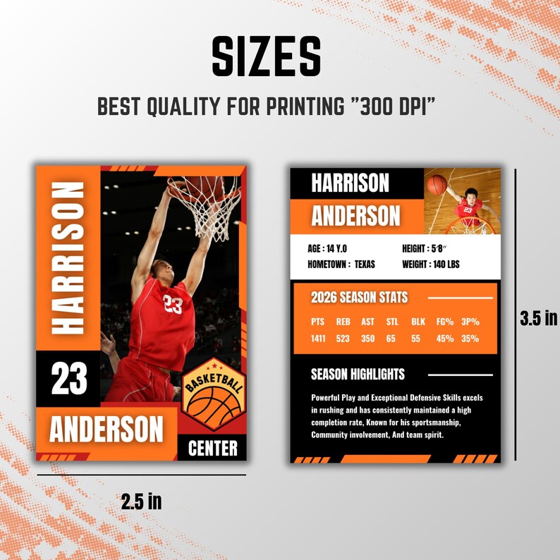 Basketball Trading Card Template, Customizable Sports Card (canva) - Etsy