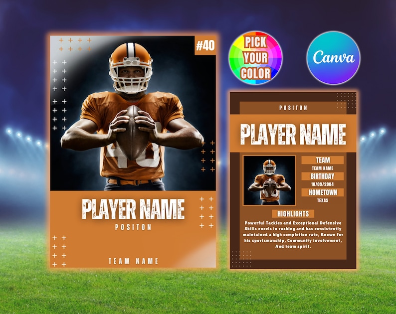 Editable Football Trading Cards Template Personalized DIY Sport Card ...