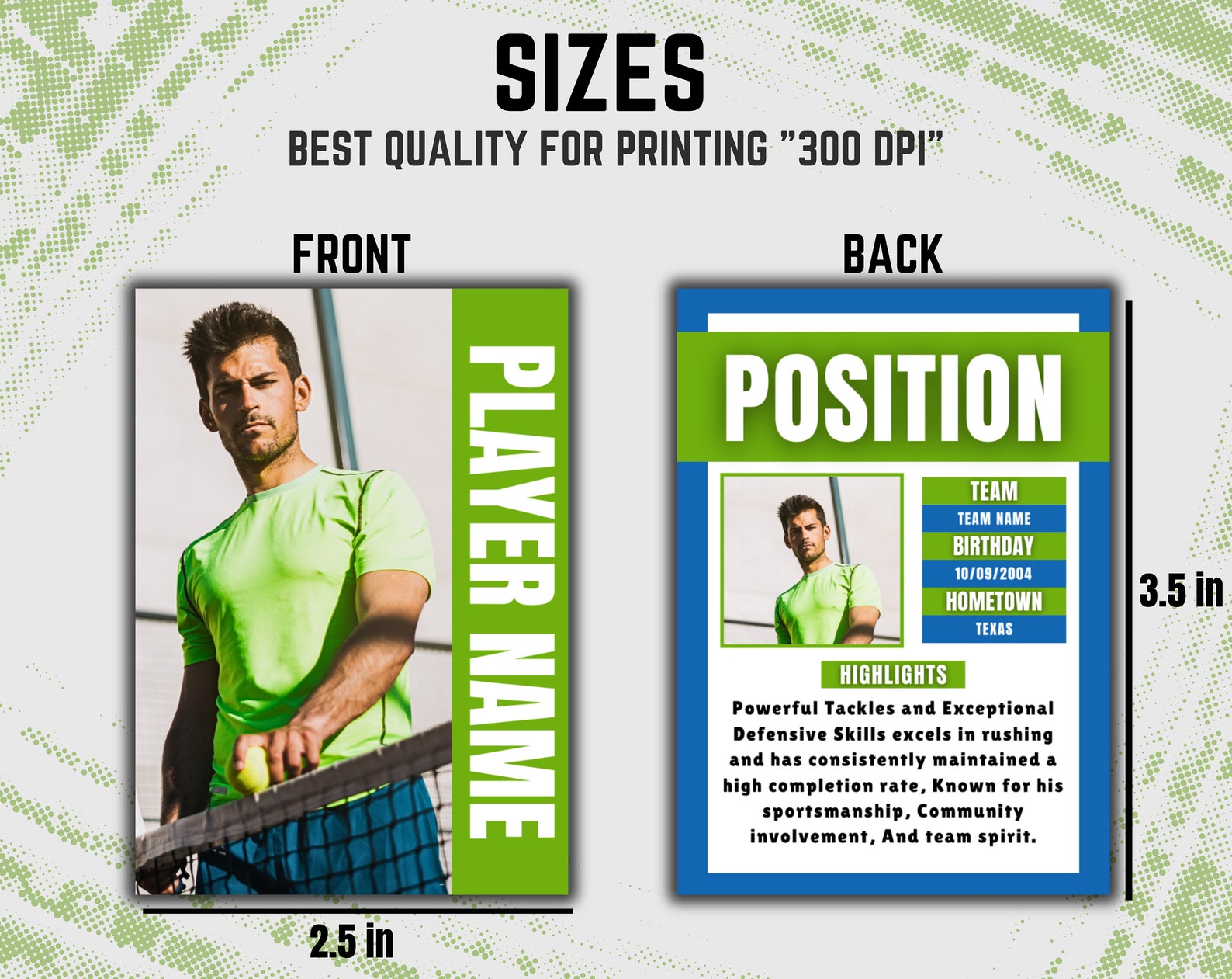 Customizable Tennis Trading Card Template, DIY Sports Card (canva) - Etsy