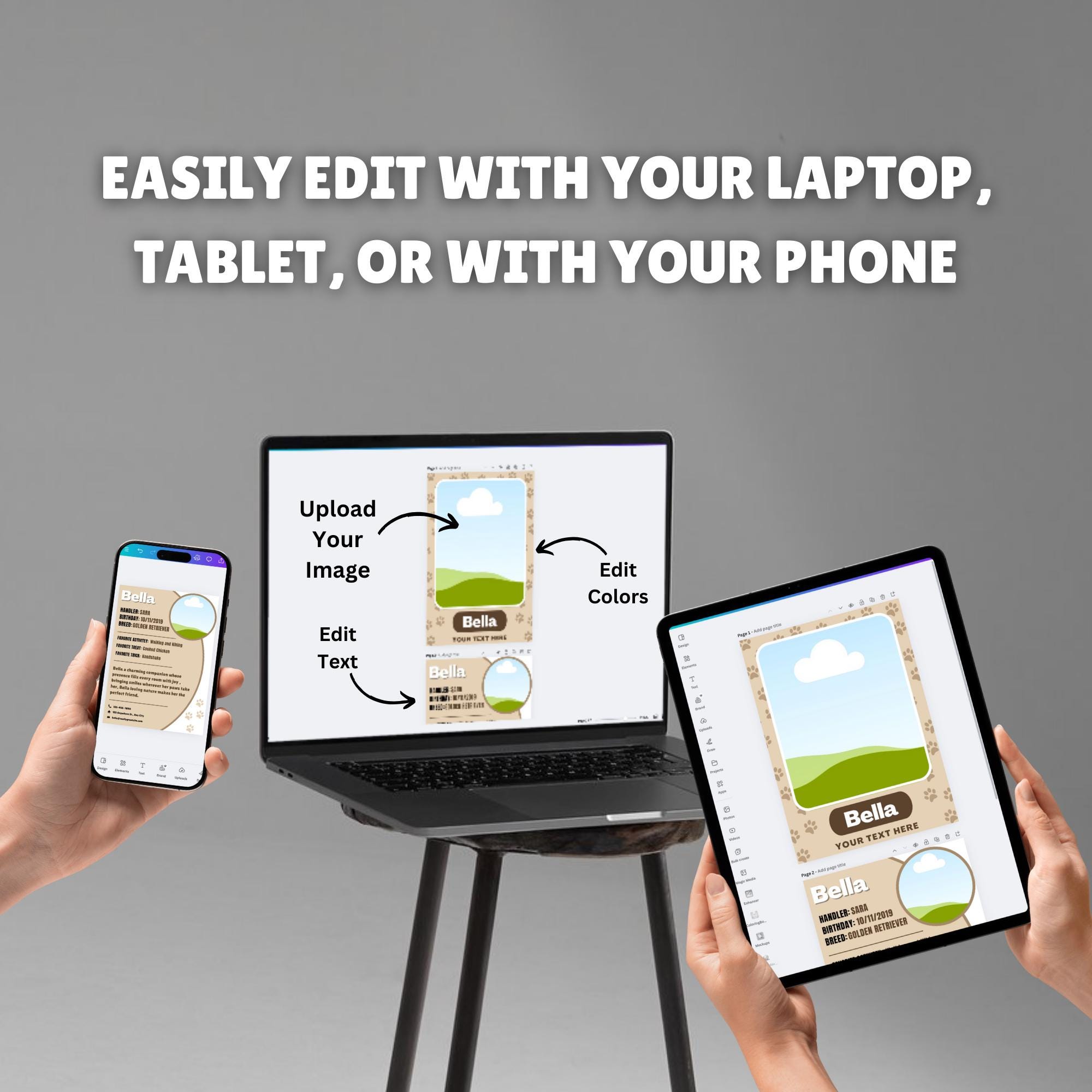 Custom Dog Trading Card Template, Editable Pet Card Canva Template ...