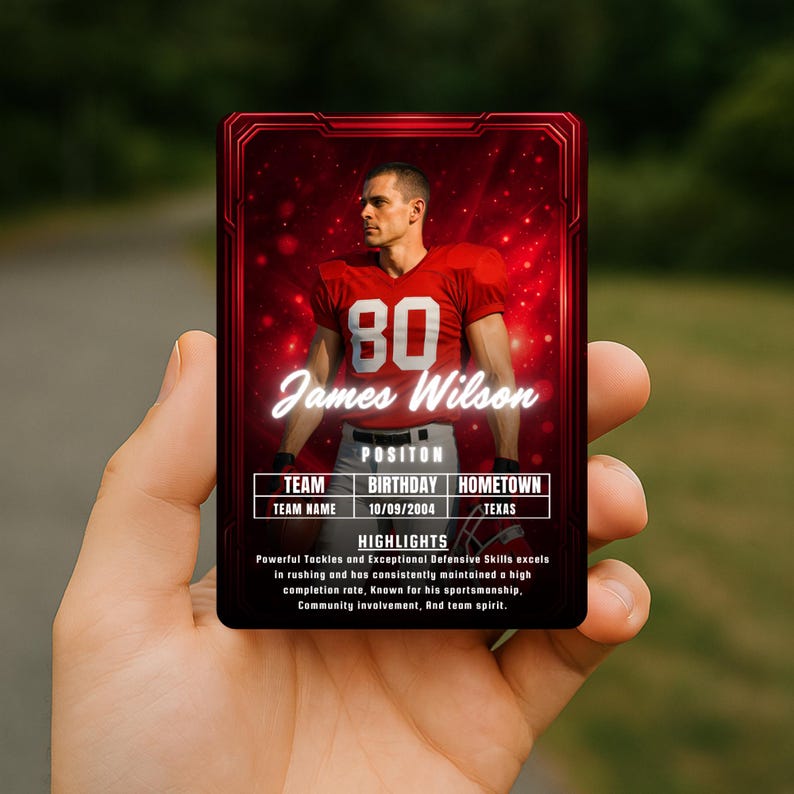 Trading Card Football Template DIY Sport Cards Printable Customizable ...