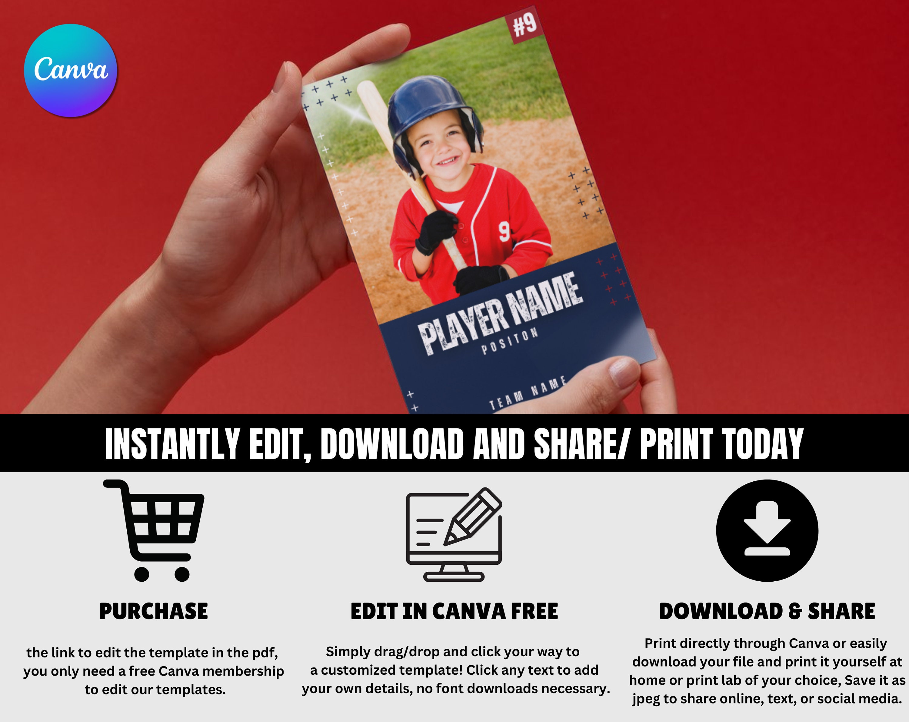 Editable Baseball Trading Cards Template, Customizable DIY Sports Card ...