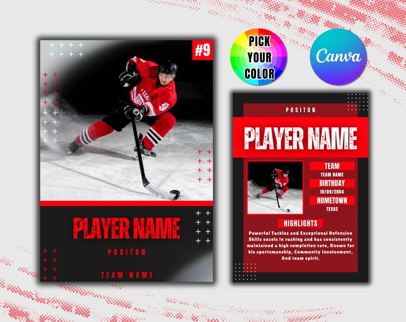 Ice Hockey Trading Card Template, Editable Player Card Canva Template ...