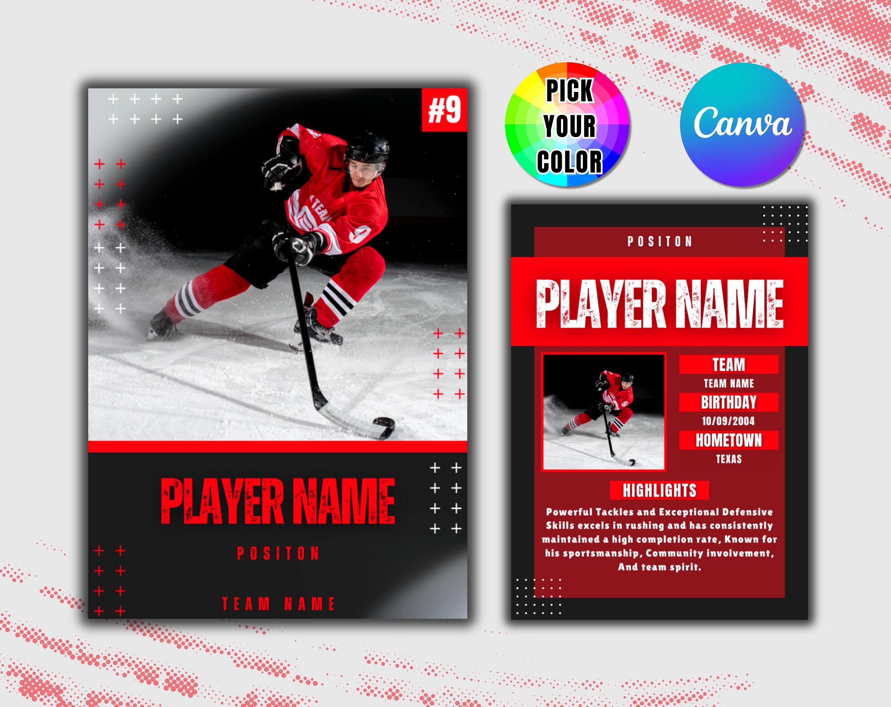 Ice Hockey Trading Card Template, Editable Player Card Canva Template ...