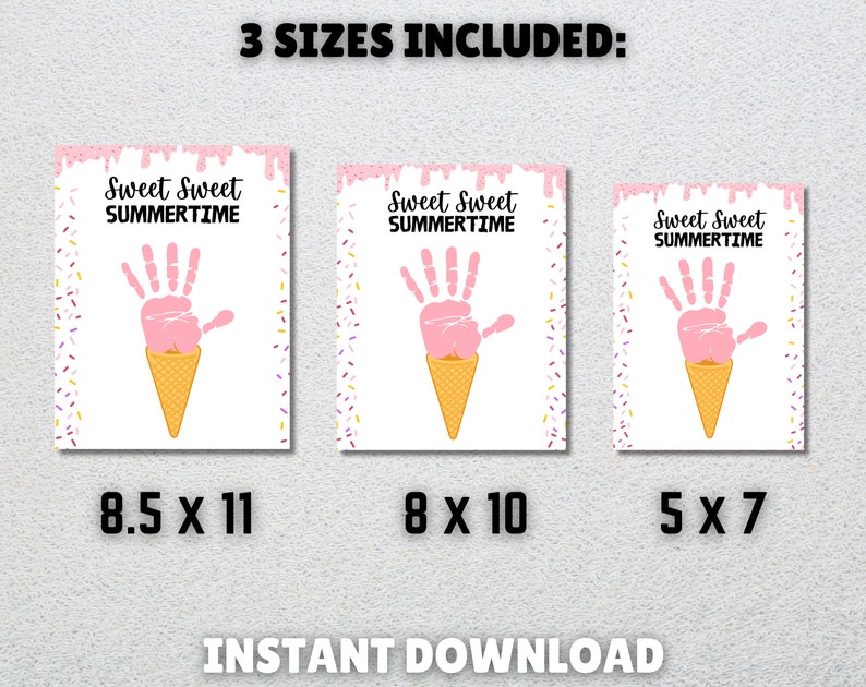 Ice Cream Summer Handprint Craft Printable DIY Summer Craft Activities ...