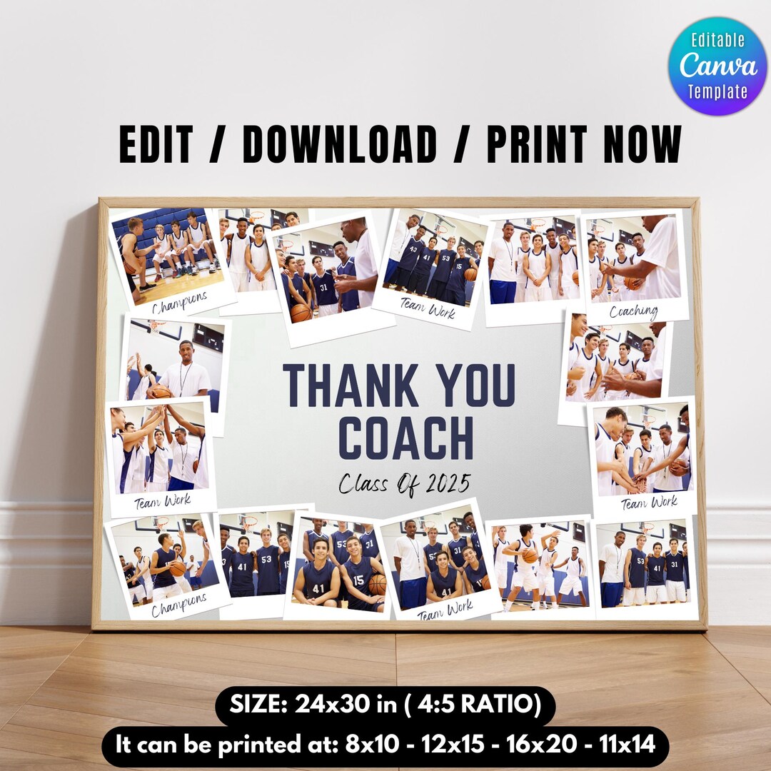 Coach Photo Collage Gift for Coach, Personalized Photo Frame Coach Gift ...