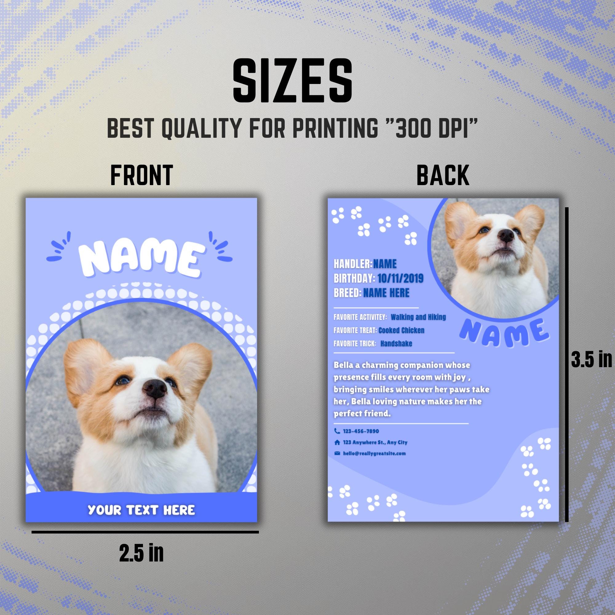 Editable Dog Trading Card Template, Custom Pet Trading Card Canva ...