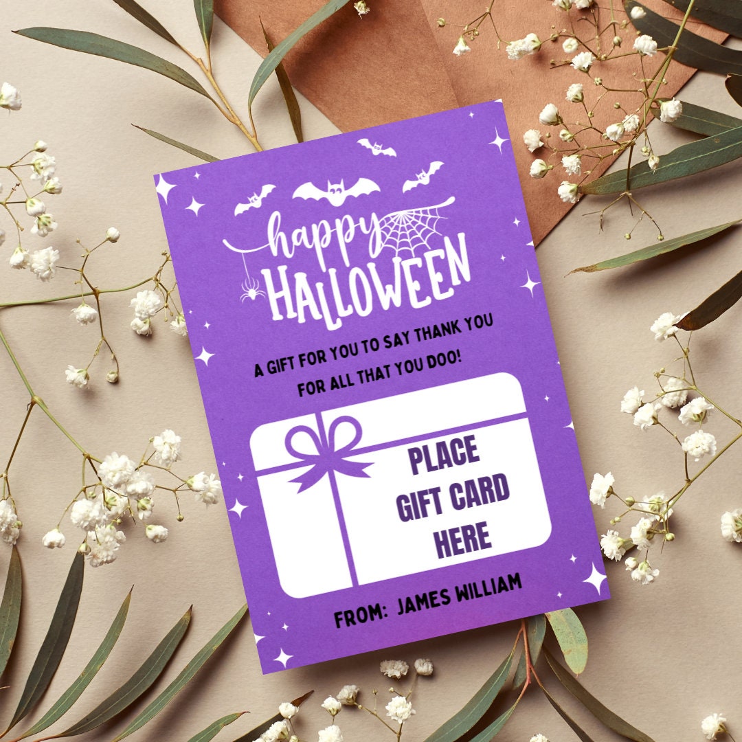 Halloween Gift Card Holder Printable, Halloween Teacher Appreciation ...