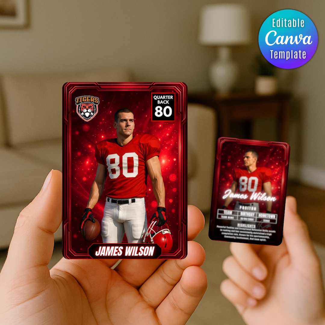 Trading Card Football Template DIY Sport Cards Printable Customizable ...