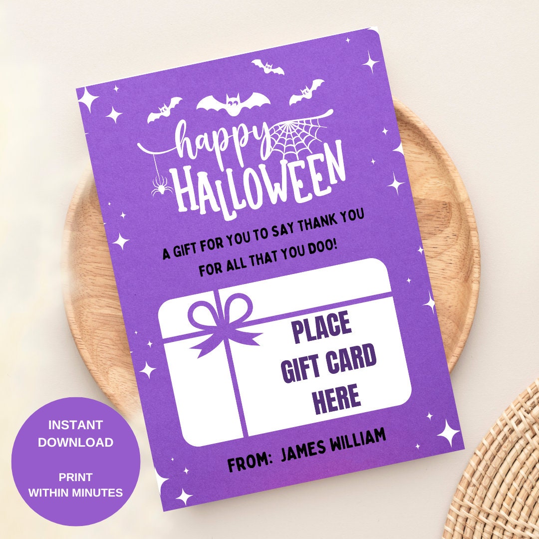 Halloween Gift Card Holder Printable, Halloween Teacher Appreciation ...