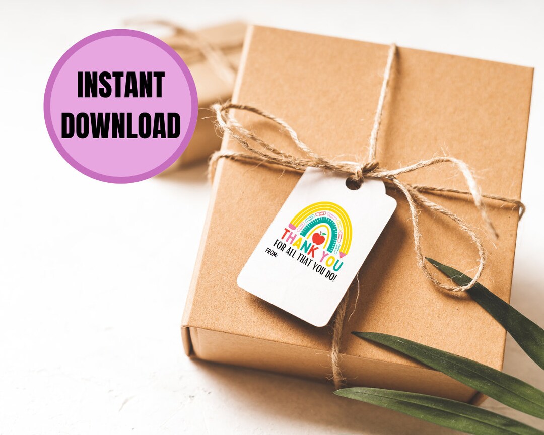 Rainbow Teacher Appreciation Gift Tag (PDF) - Etsy