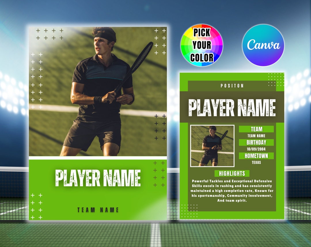 Editable Tennis Trading Card Template, DIY Sports Card (canva) - Etsy ...