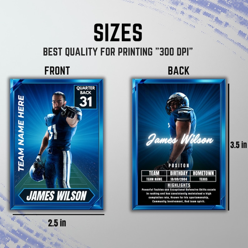 Football Trading Card Template: DIY Customizable Player Card (canva) - Etsy