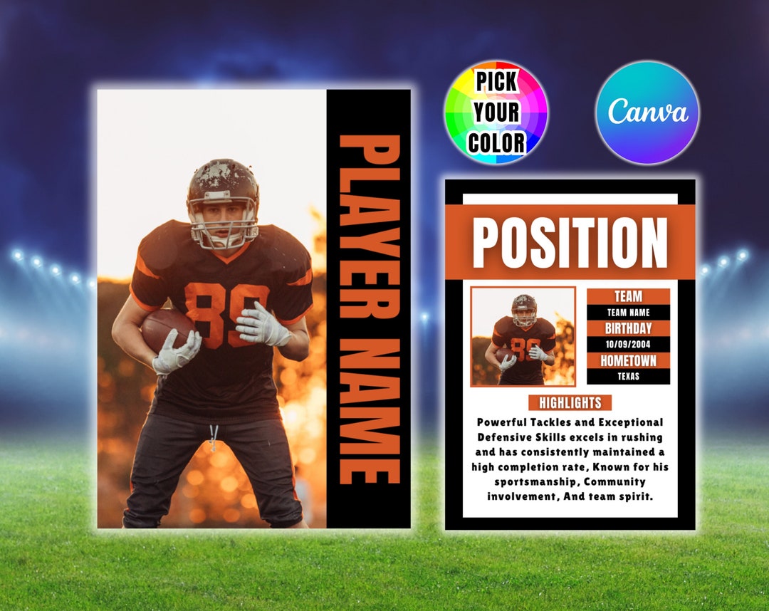 Football Trading Card Template | Personalized Sport Card, DIY Canva ...