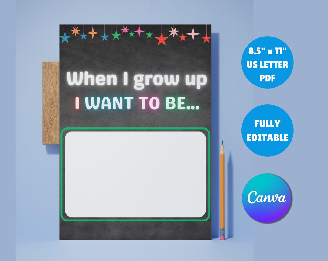 When I Grow up Sign Template, When I Grow up I Want to Be Classroom ...