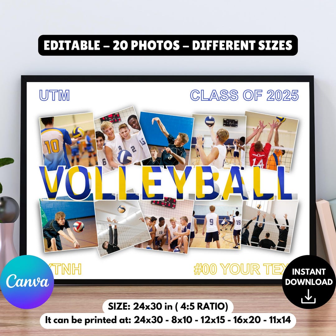 Volleyball Photo Collage Picture Gift School Team, Custom Gifts for ...