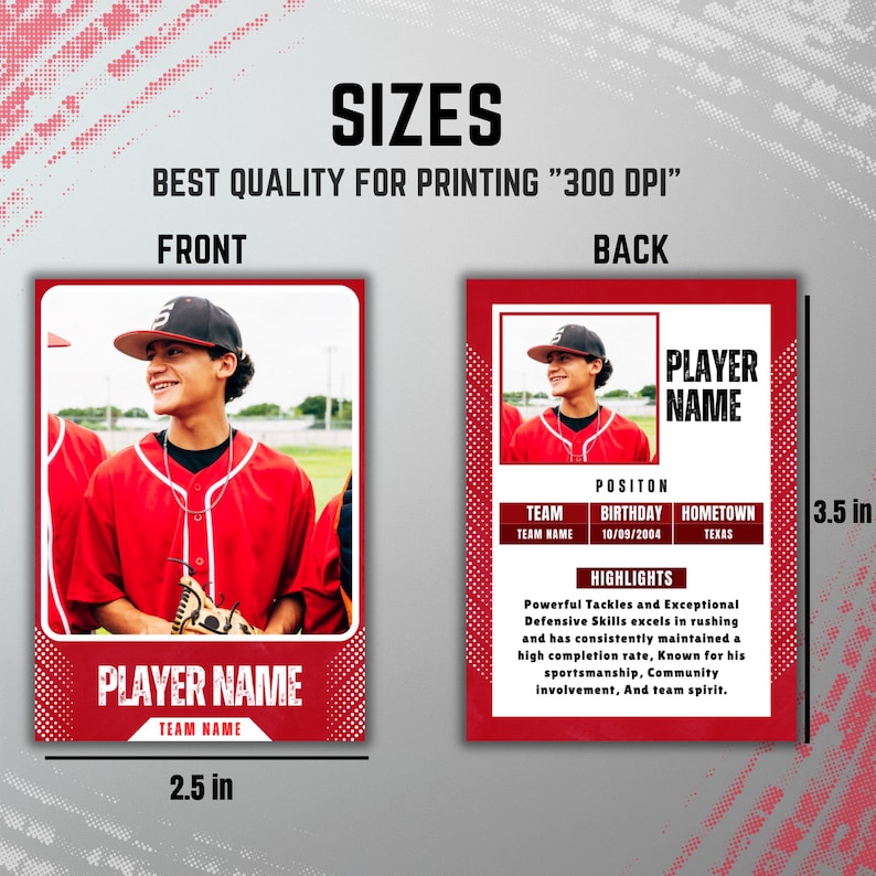 Baseball Trading Cards Template, Customizable DIY Sports Card ...