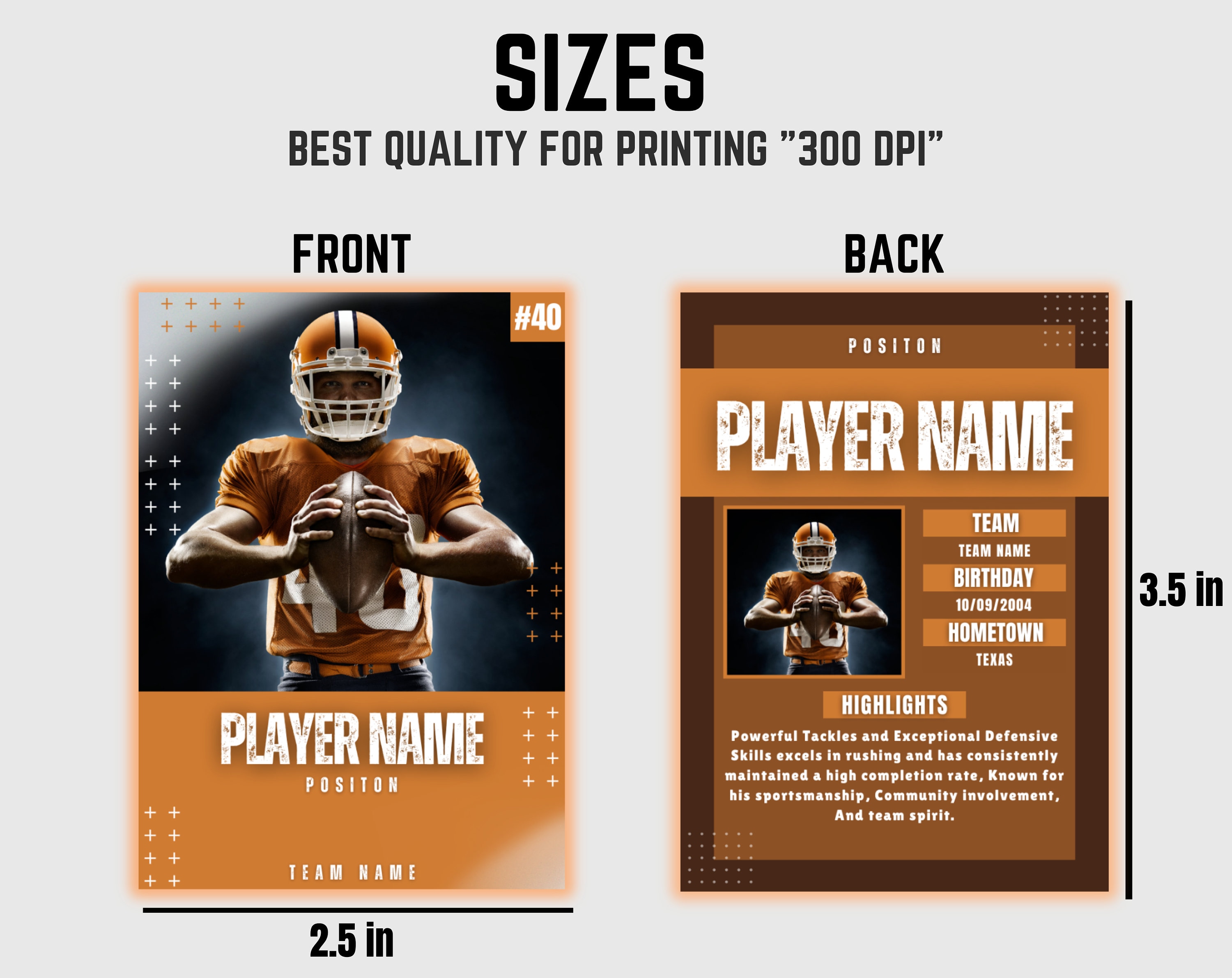 Editable Football Trading Cards Template Personalized DIY Sport Card ...
