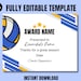 Editable Volleyball Certificate Award Canva Template,printable ...