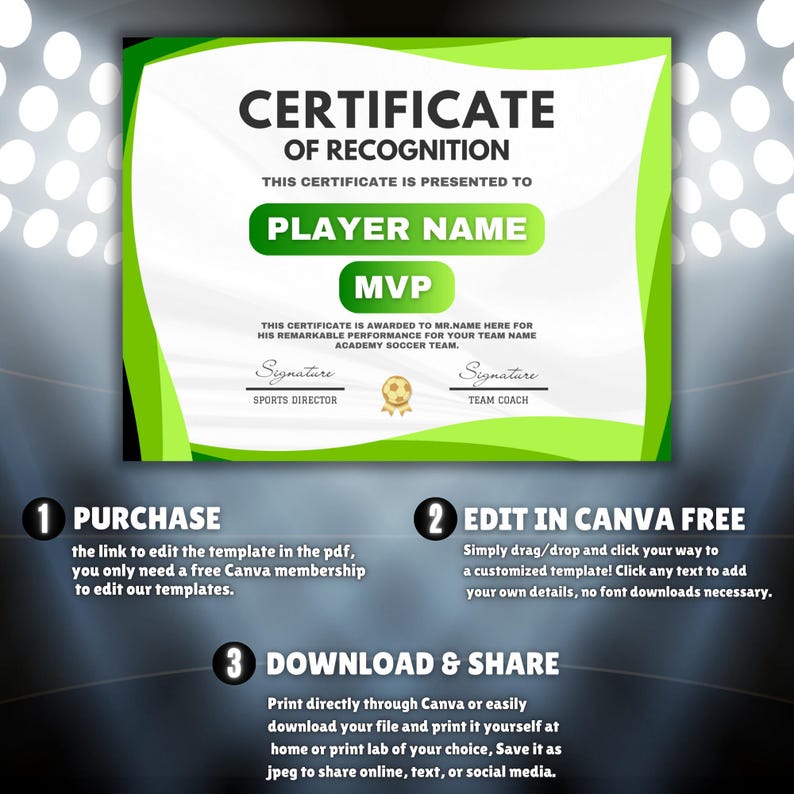 Soccer Certificate Award End of Season/year Ceremony Editable Sports ...