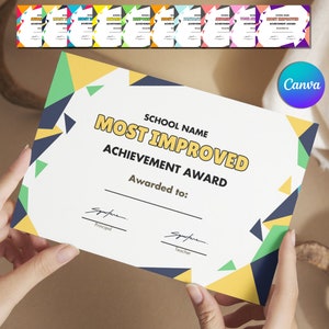 School Classroom Printable Award Certificate Canva Template Bundle ...
