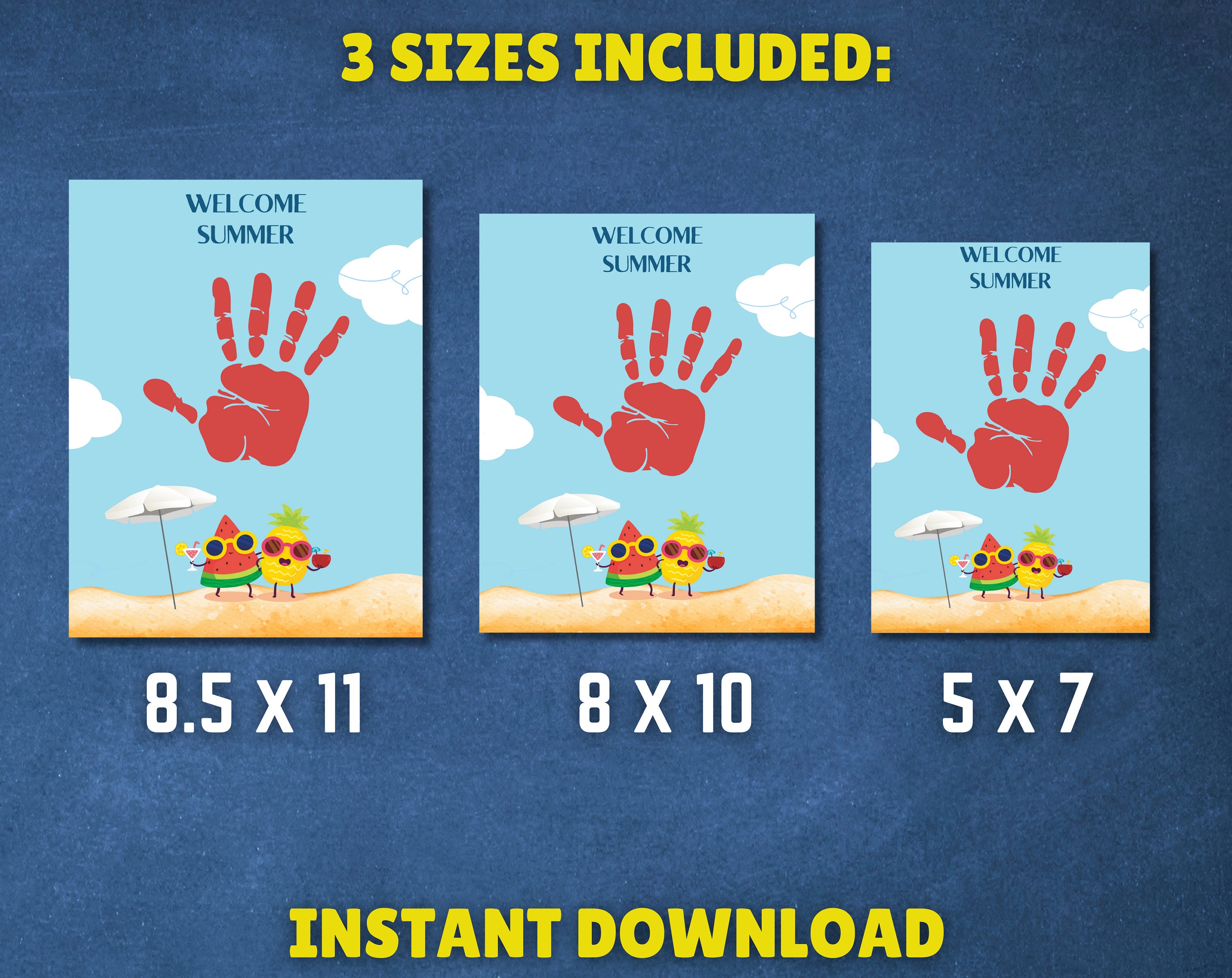 Summer Handprint and Footprint Craft Bundle 10 Printable DIY Summer ...