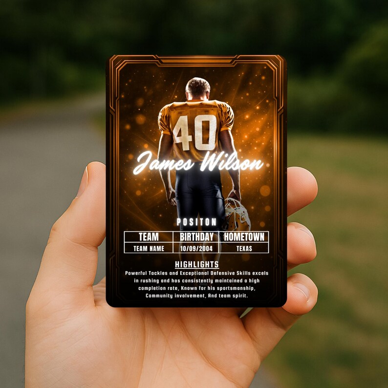 Trading Card Football Template DIY Sport Cards Printable Customizable ...