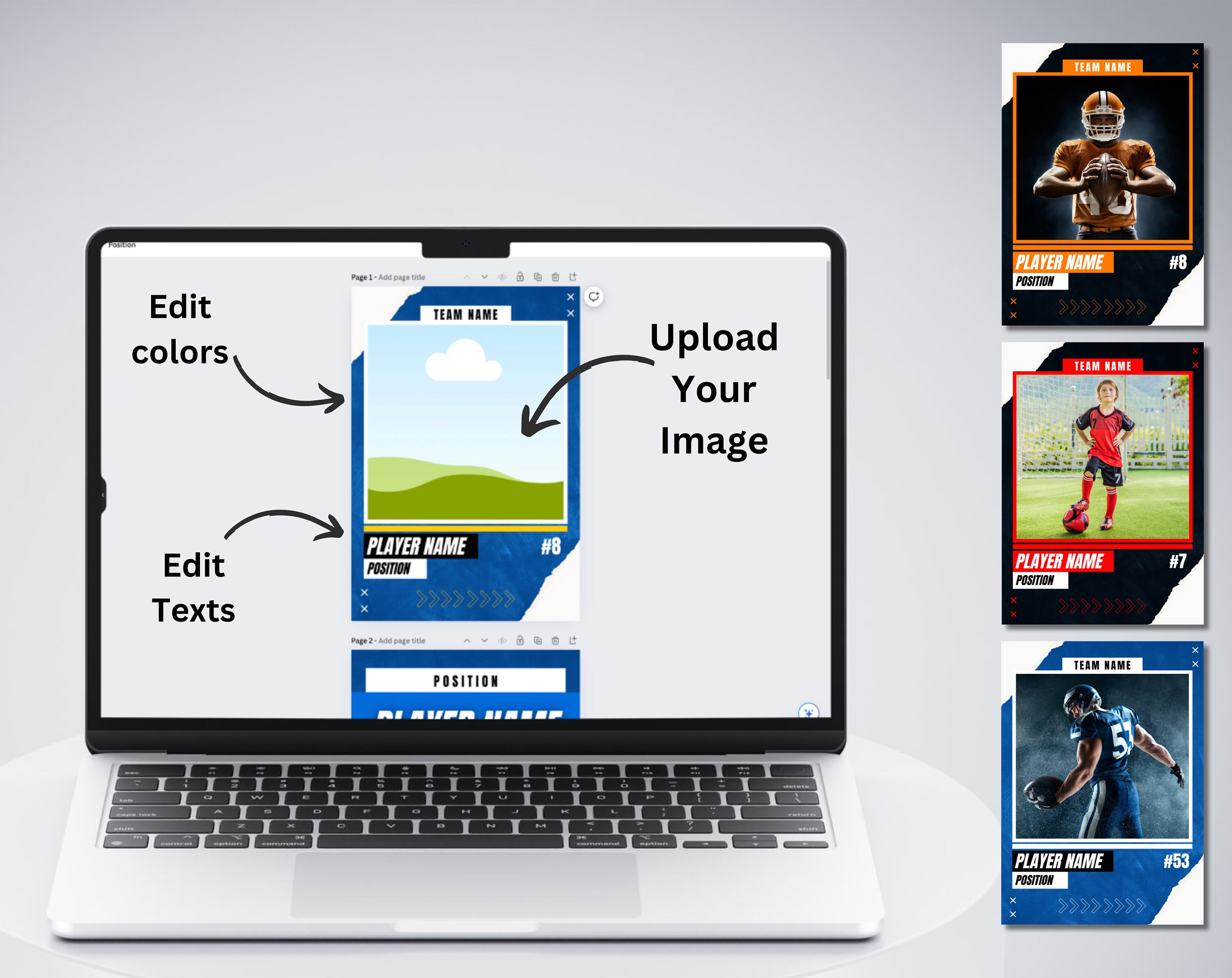 Editable Soccer Trading Cards Template Personalized DIY Sport Card ...