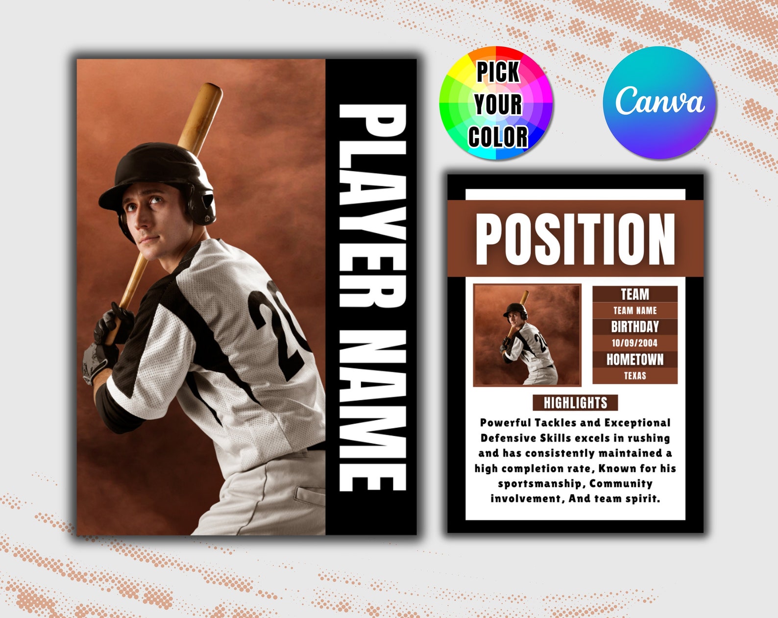 Baseball Trading Cards Template, Customizable DIY Sports Card ...