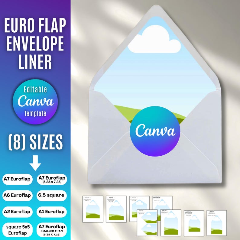 Euroflap Envelope Liner Template Bundle, Printable Photo Envelope (PDF ...