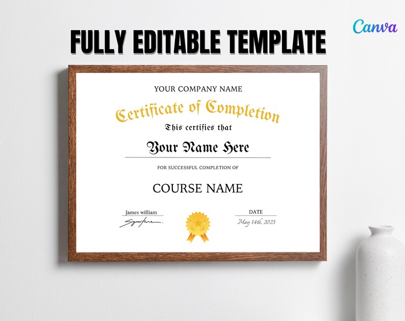 Editable Certificate of Completion Template, Printable Artist Award (US ...