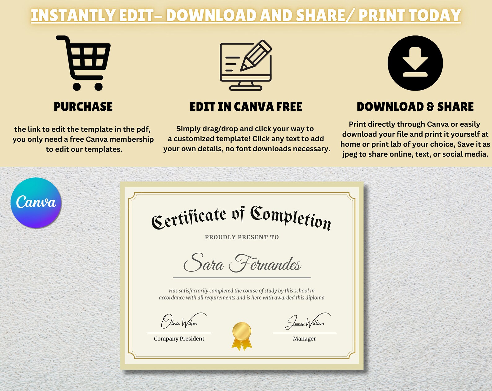 Certificate of Completion, Editable Template General Education School ...