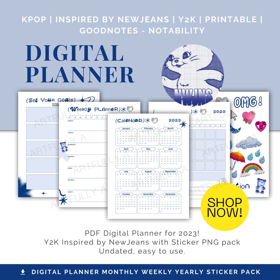 2023 Kpop-inspired Digital Planner Y2K Newjeans Style Undated ...