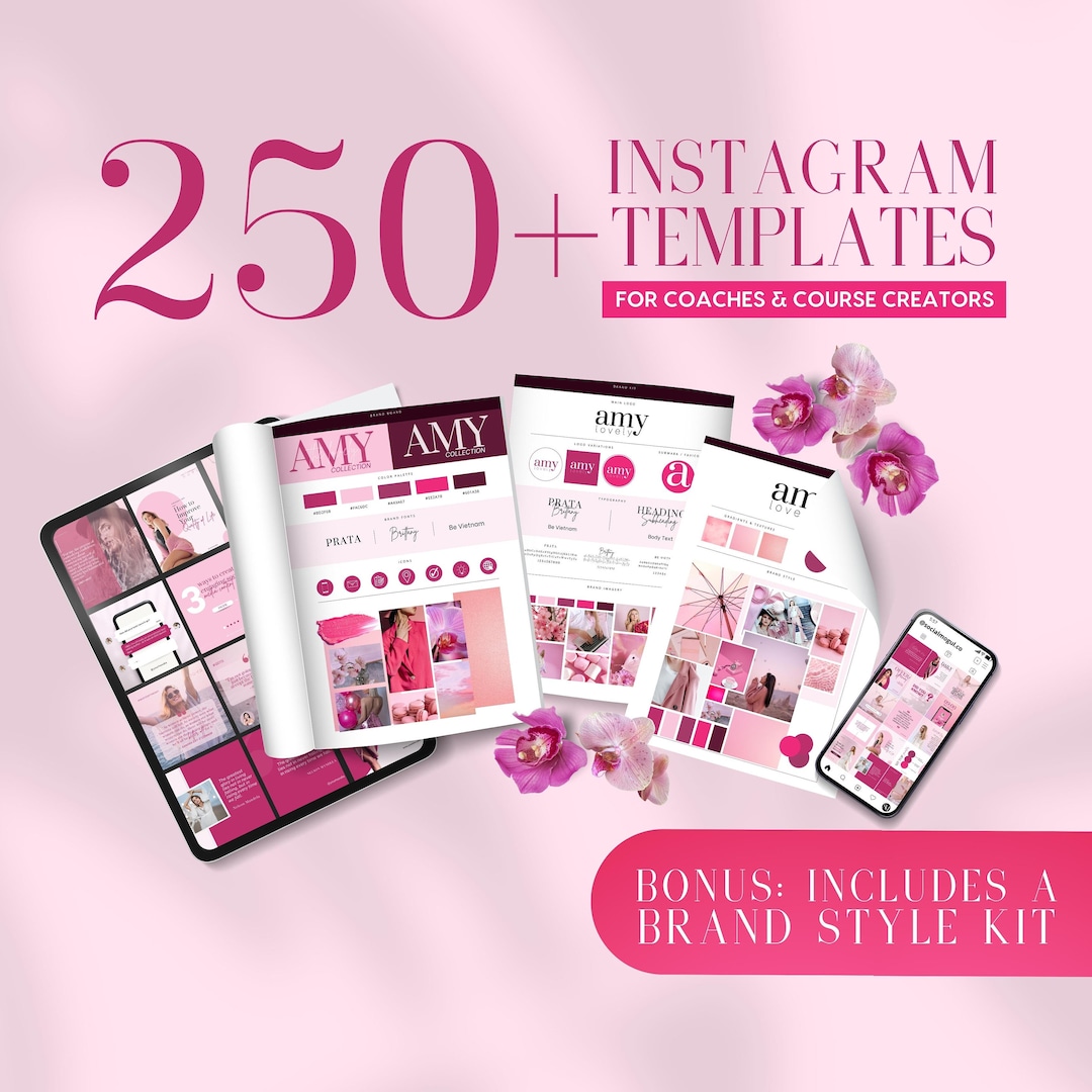 Instagram and Brand Kit Bundle | INSTANT DOWNLOAD | 250 Editable Canva ...