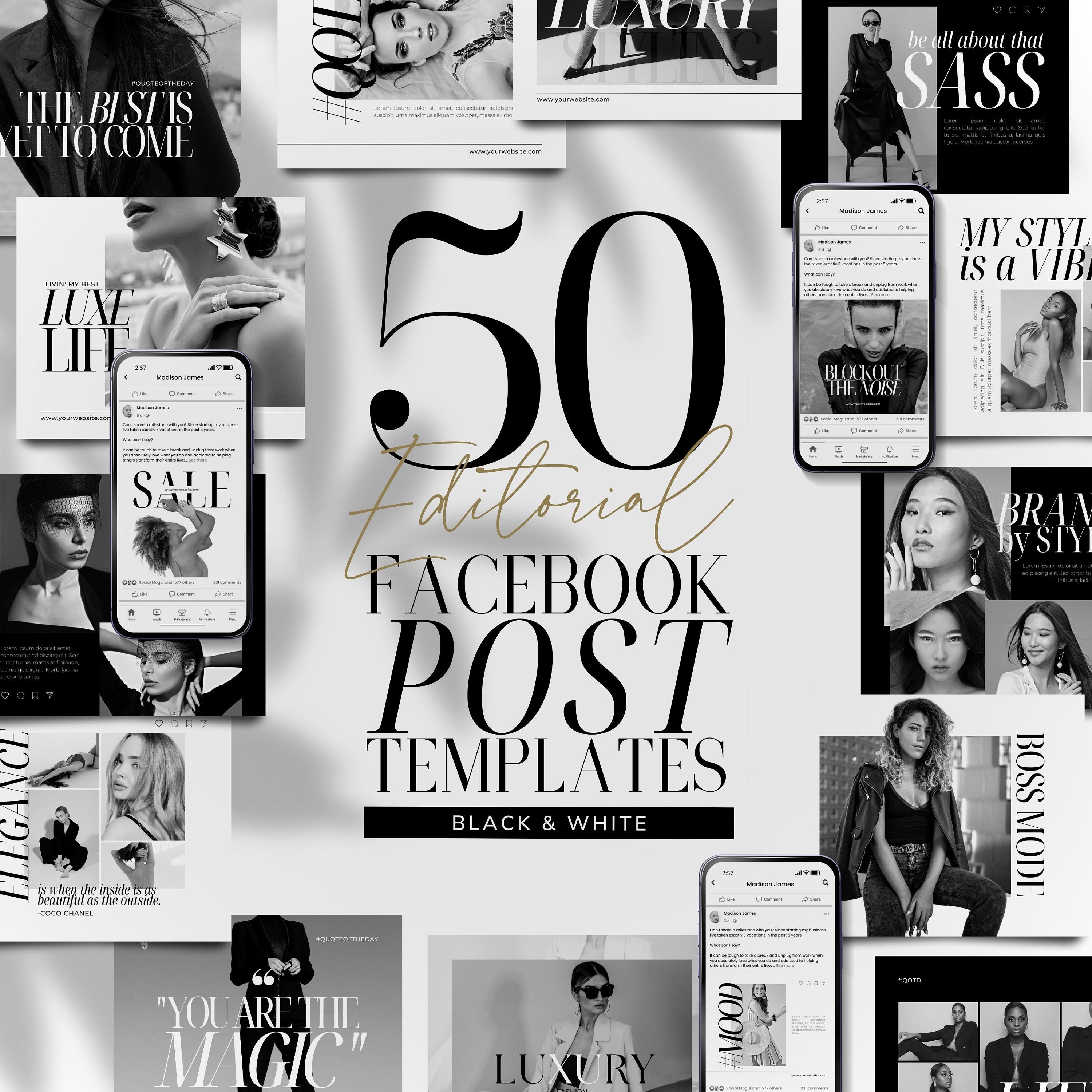 50 Luxury Facebook Post Templates INSTANT DOWNLOAD Editable Pre-made ...