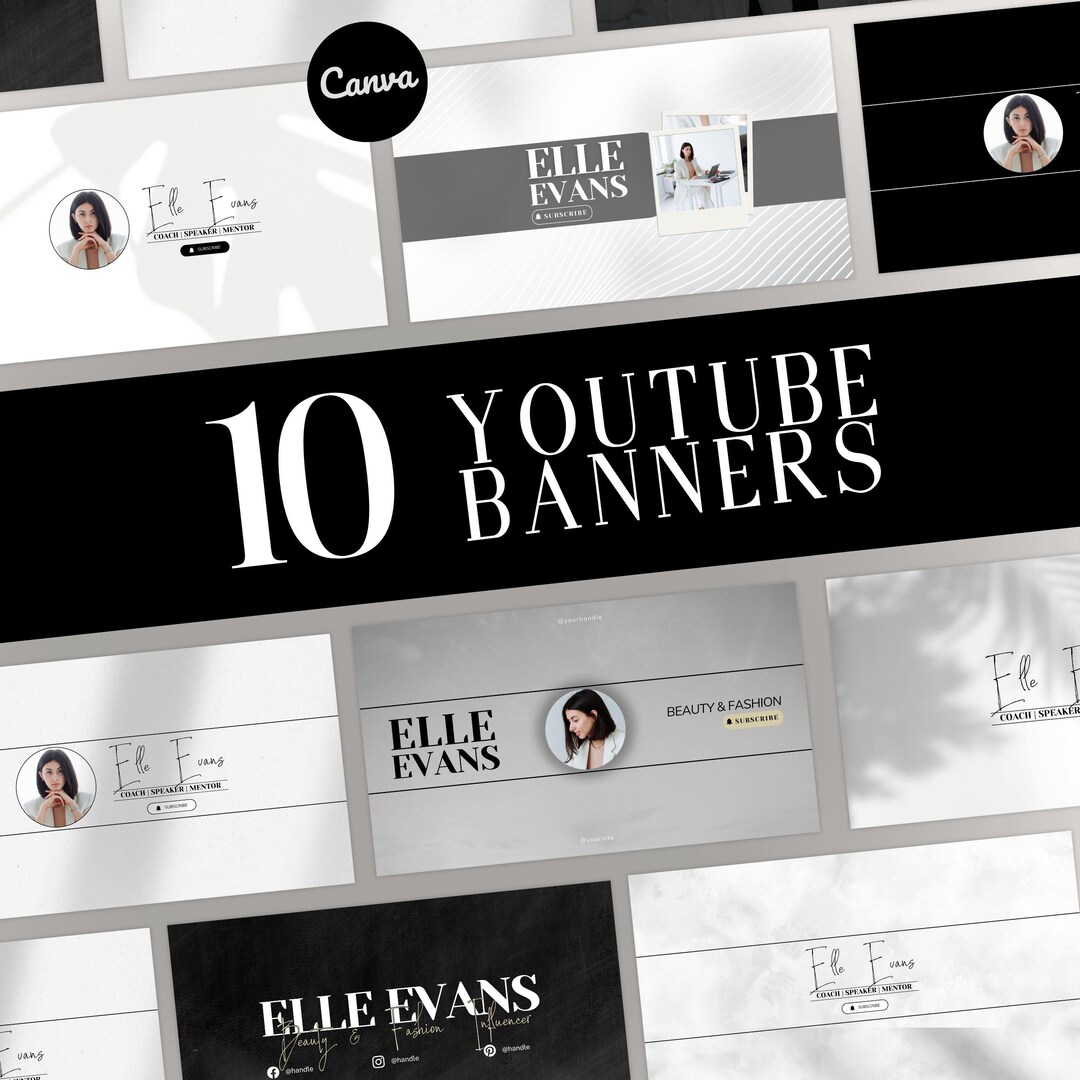 10 Youtube Banner Designs for Youtubers and Vloggers | INSTANT DOWNLOAD ...