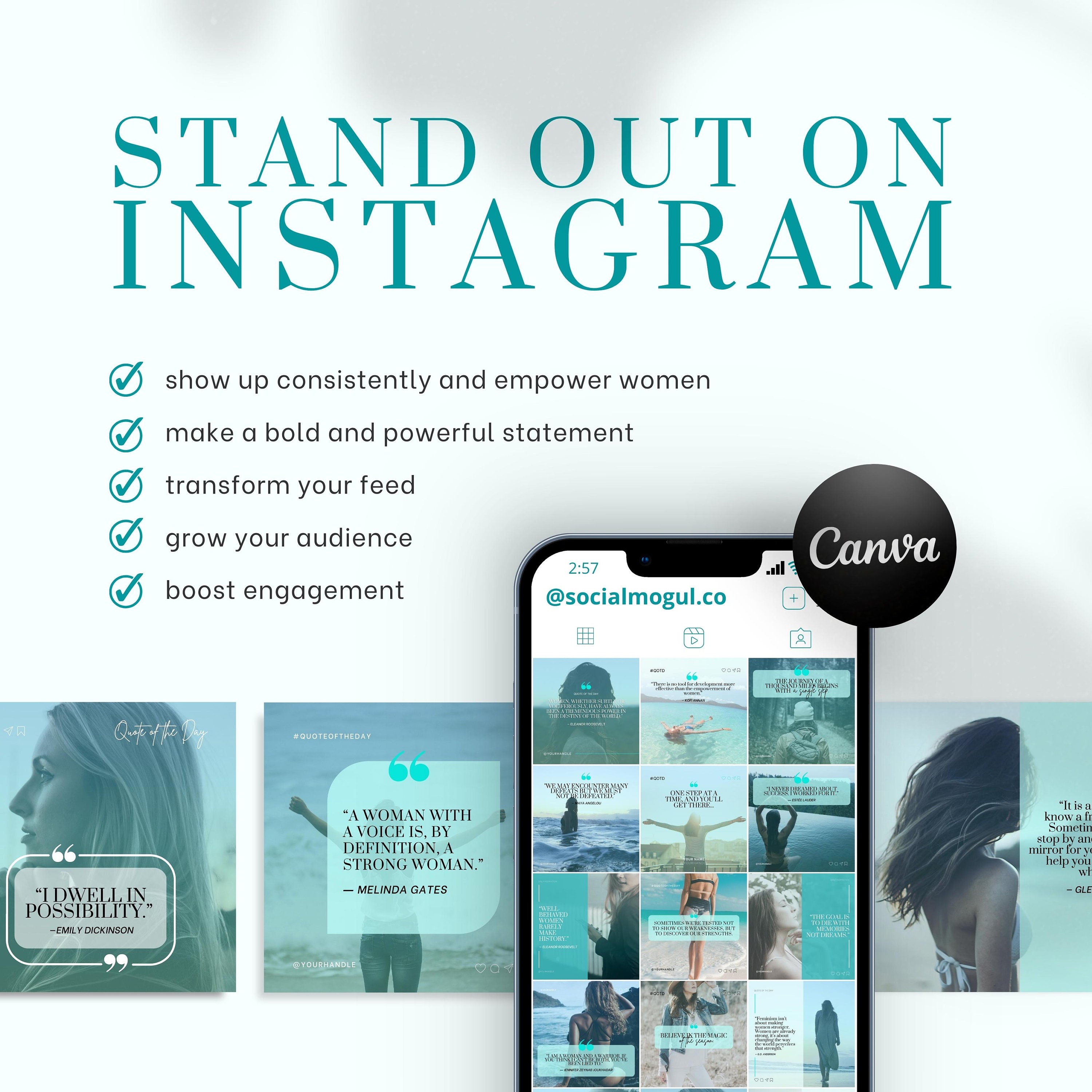 50 Instagram Post Templates | Women Empowerment Quotes | INSTANT ...