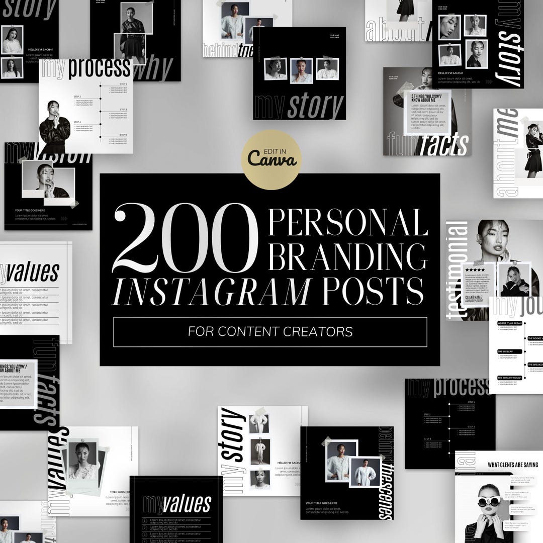 Personal Branding Instagram Posts | INSTANT DOWNLOAD | 200 Editable ...