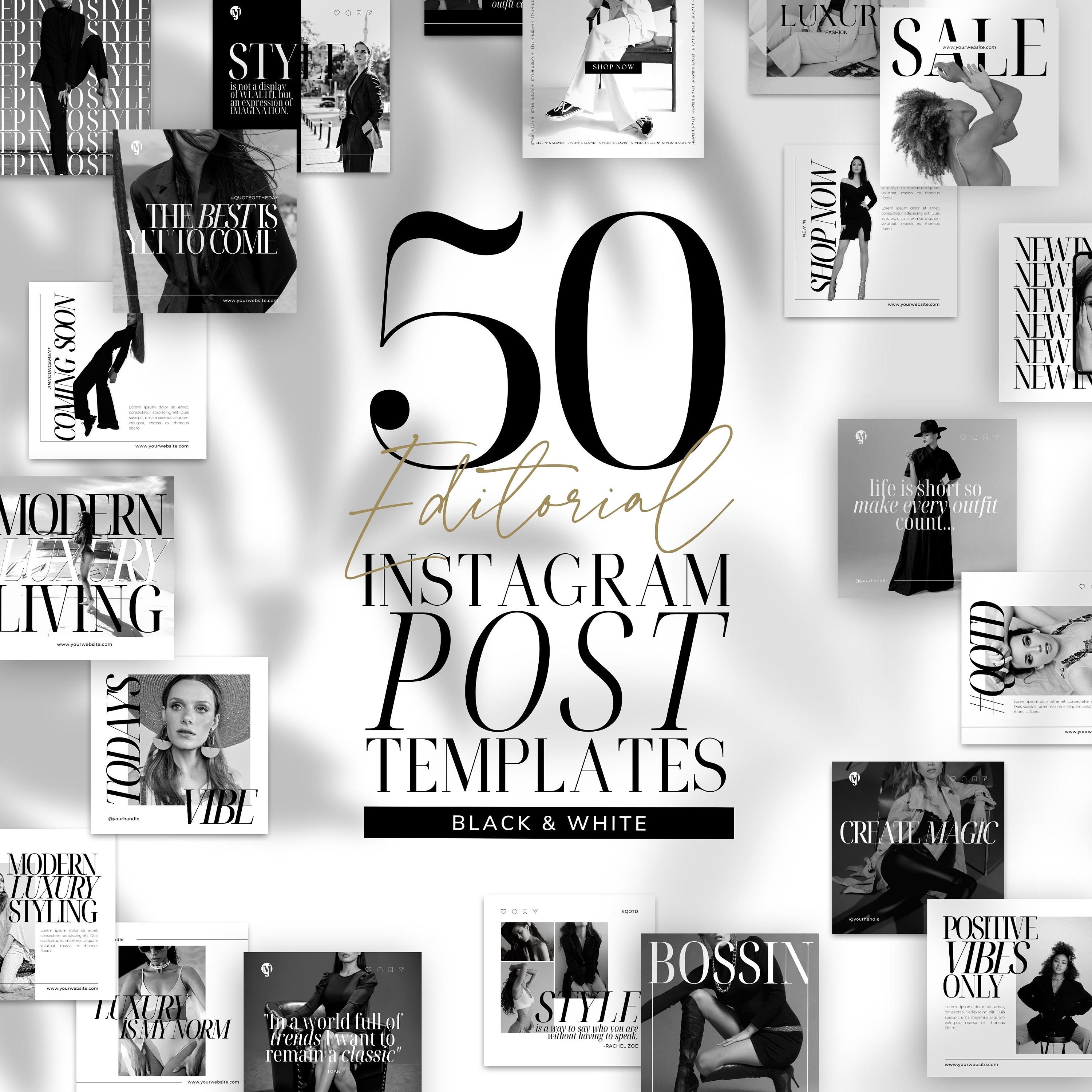 50 Luxury Instagram Post Templates INSTANT DOWNLOAD Editable Pre-made ...