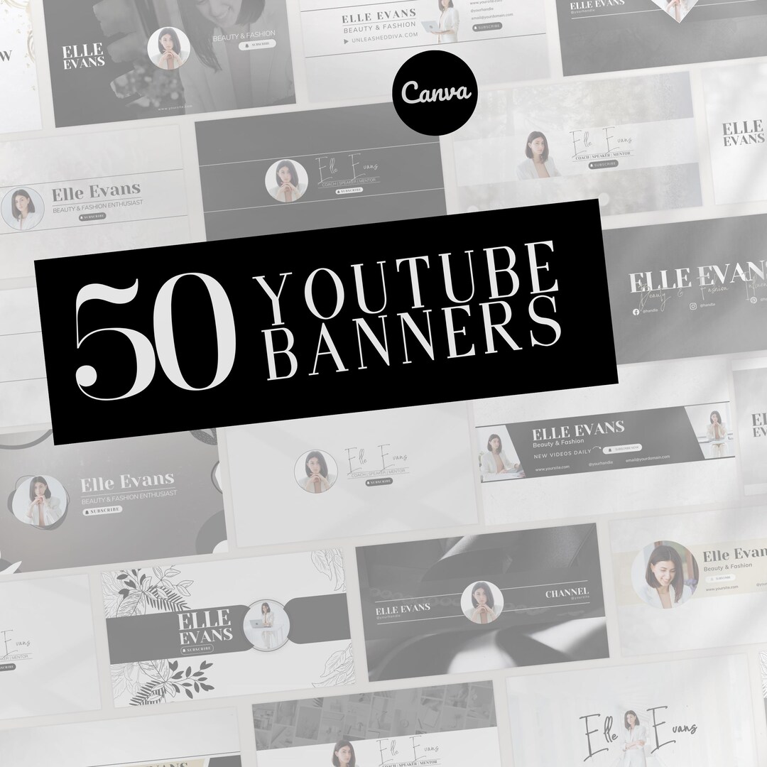 50 DIY Youtube Banner Design Bundle for Youtubers / Vloggers INSTANT ...
