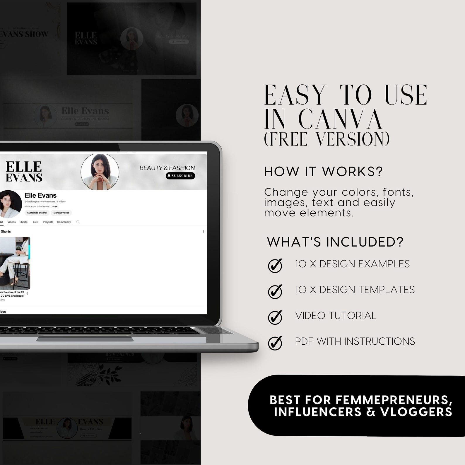 10 Youtube Banner Templates for Vloggers and Influencers | INSTANT ...