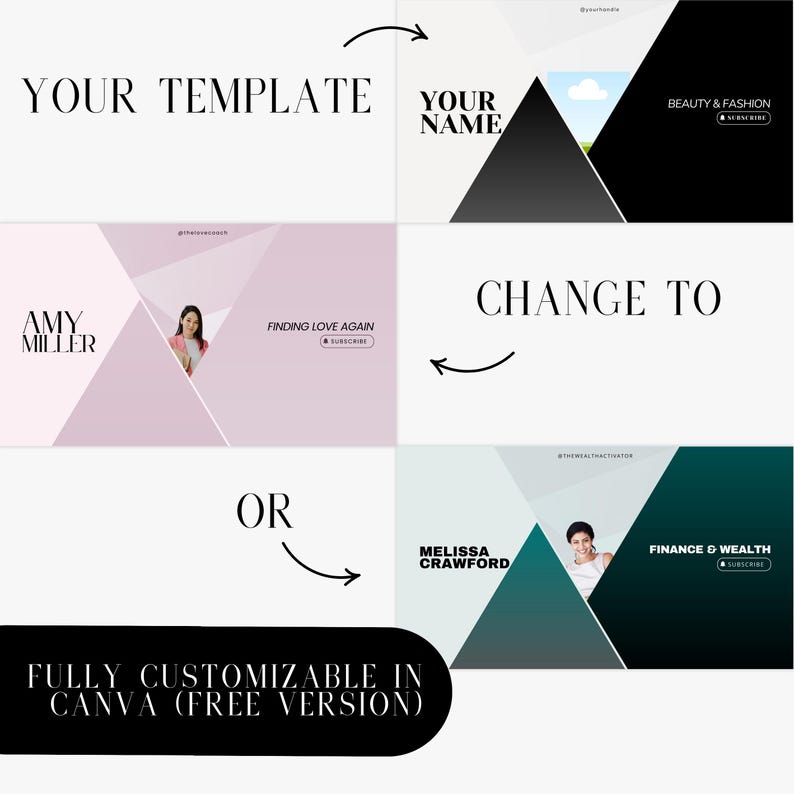 50 DIY Youtube Banner Design Bundle for Youtubers / Vloggers | INSTANT ...