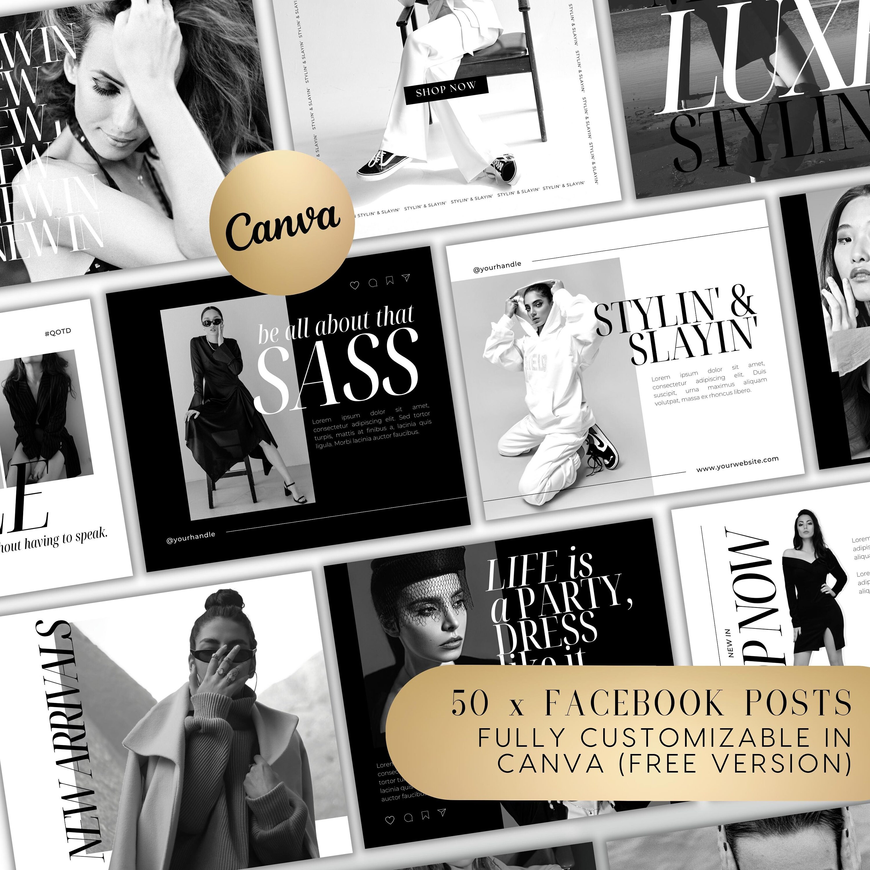 100 Social Media Post Templates INSTANT DOWNLOAD Editable Pre-made ...