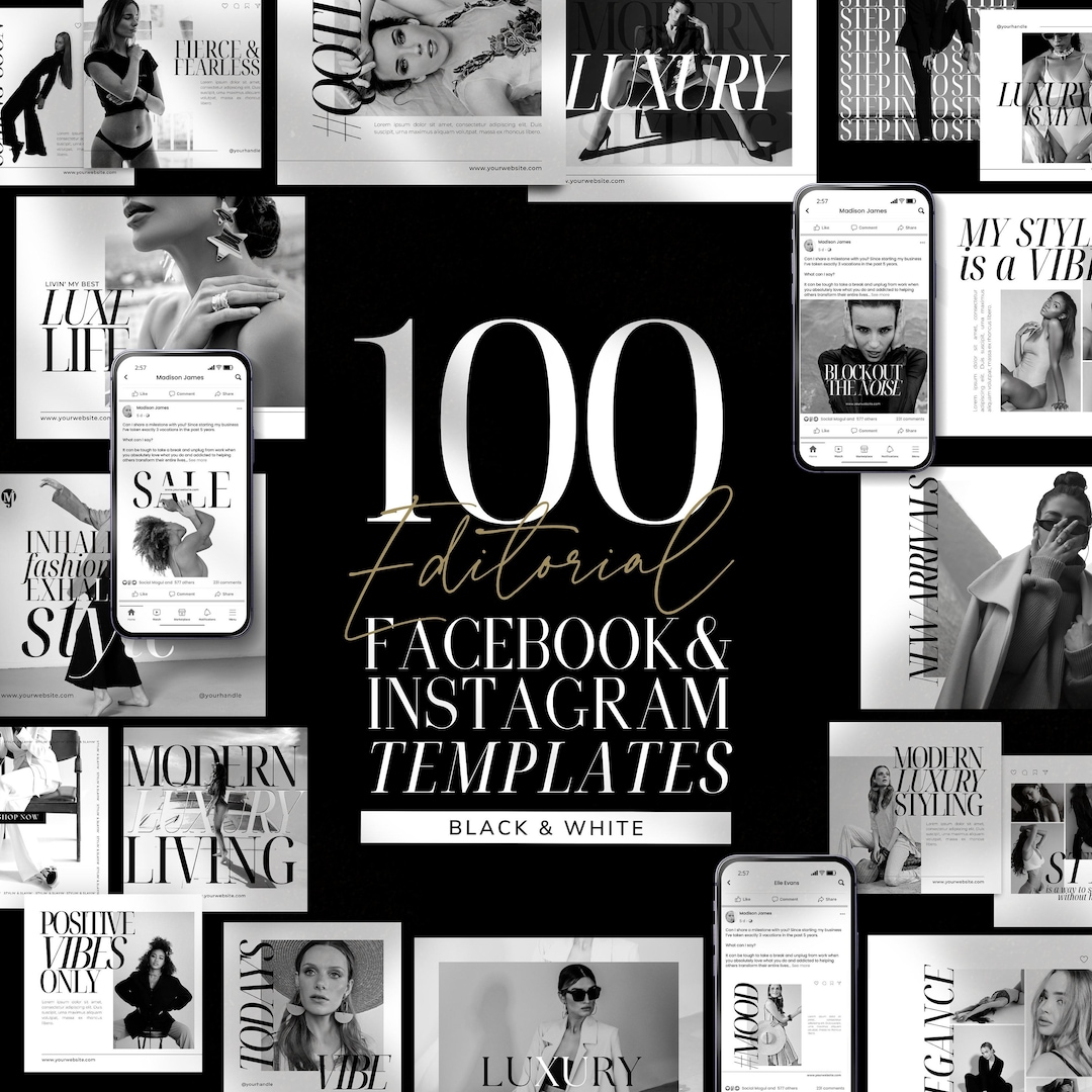 100 Social Media Post Templates | INSTANT DOWNLOAD | Editable Pre-made ...