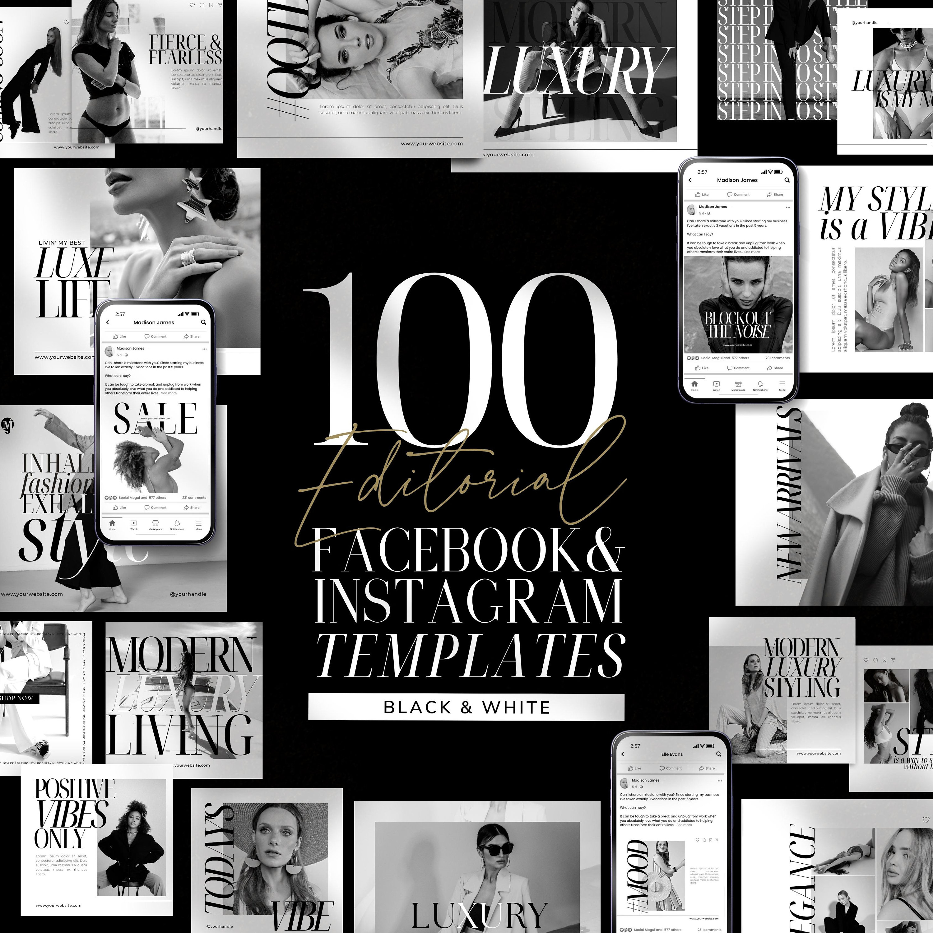 100 Social Media Post Templates INSTANT DOWNLOAD Editable Pre-made ...