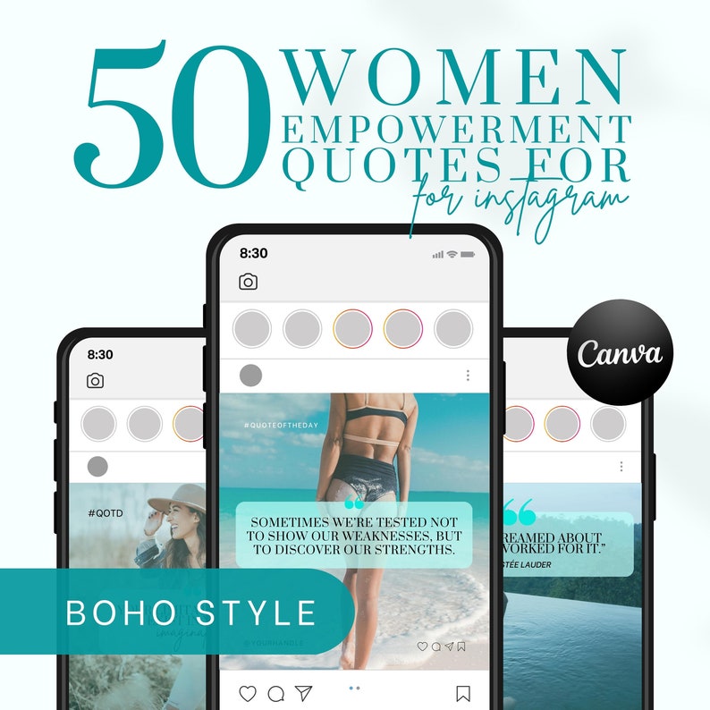 50 Instagram Post Templates | Women Empowerment Quotes | INSTANT ...