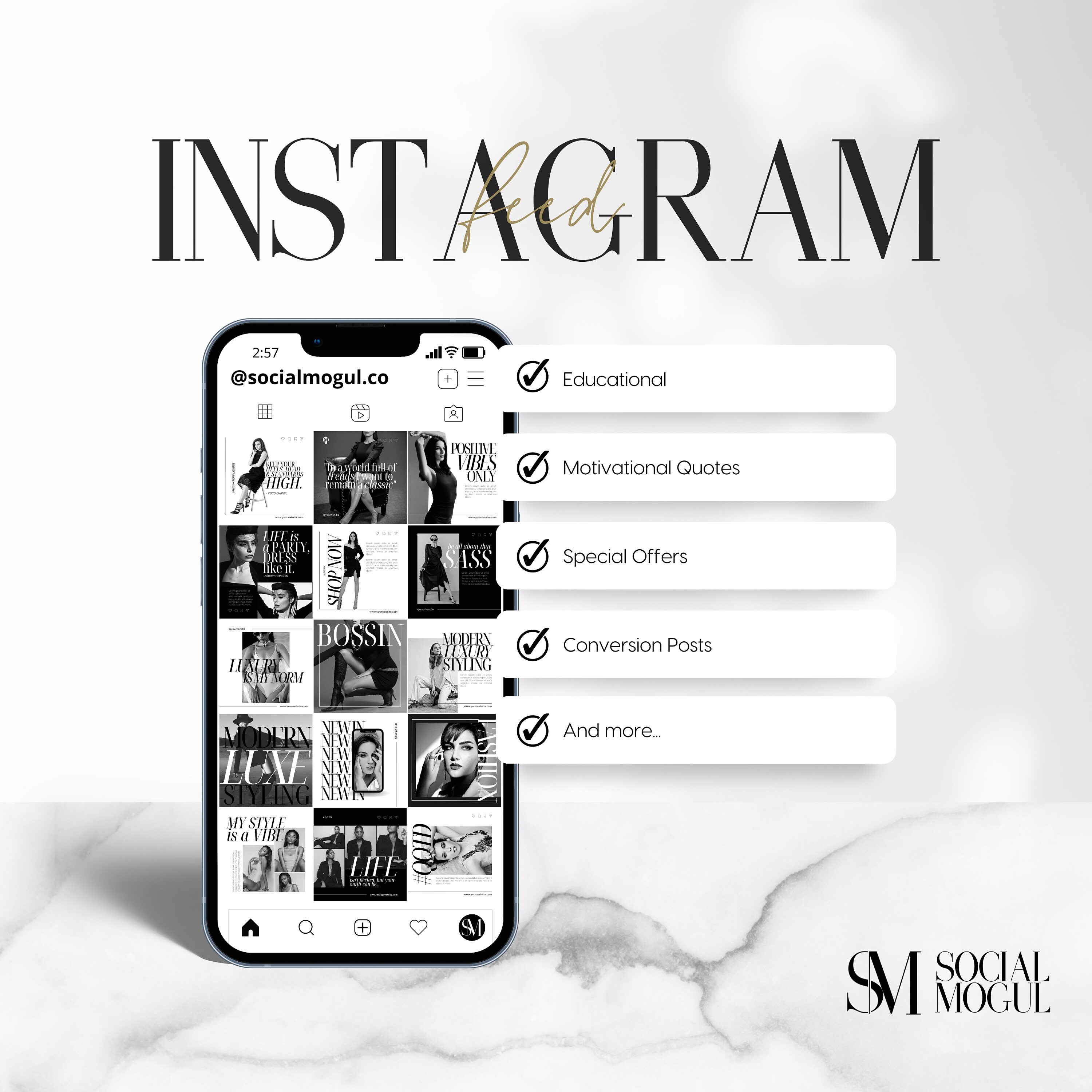 50 Luxury Instagram Post Templates INSTANT DOWNLOAD Editable Pre-made ...