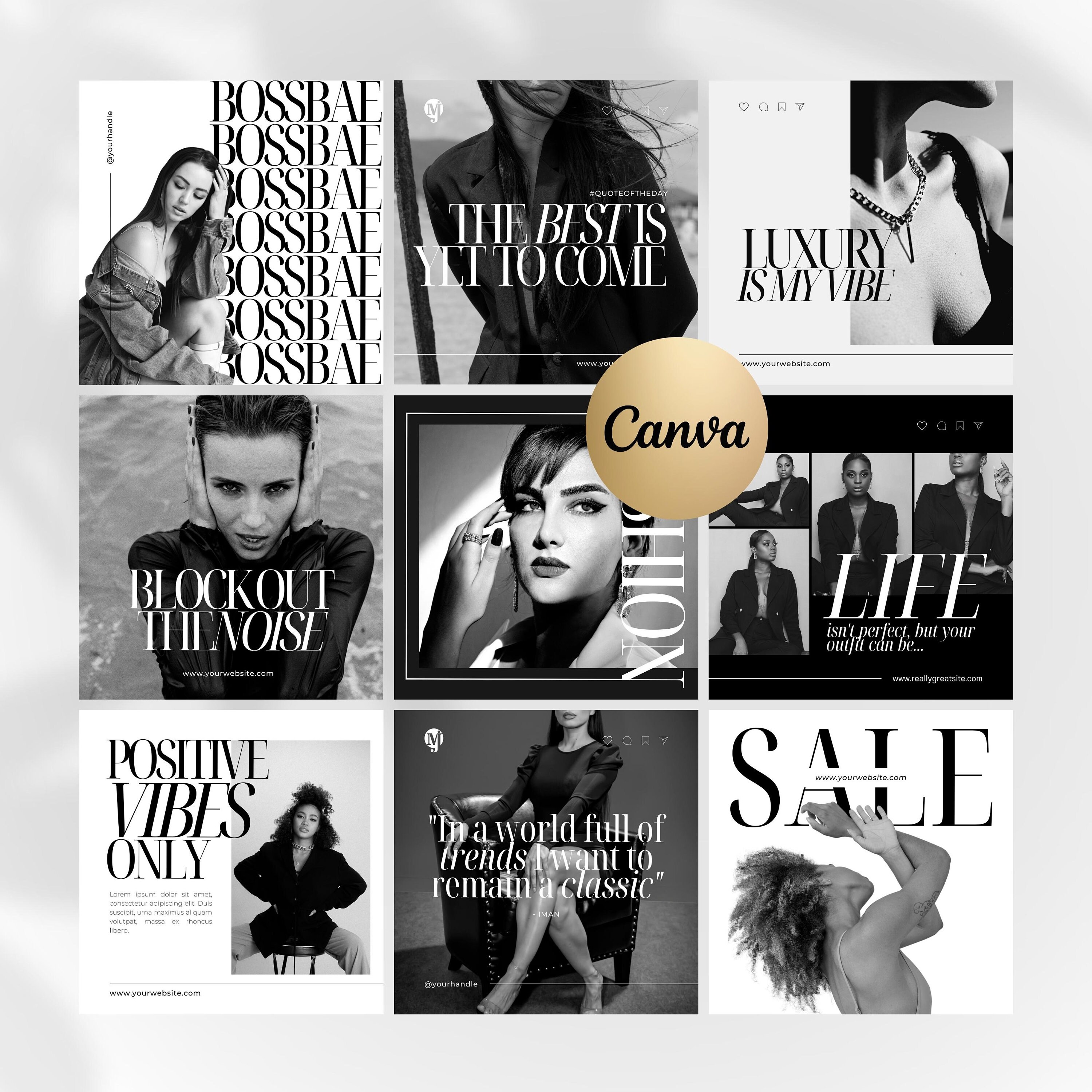 50 Luxury Instagram Post Templates INSTANT DOWNLOAD Editable Pre-made ...